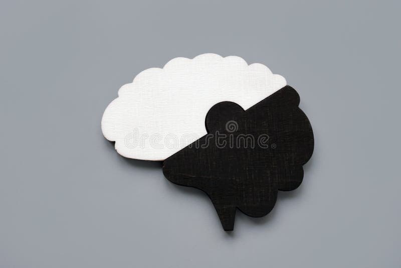 Brain from Two Parts Black and White. Binary Thinking Concept Stock ...