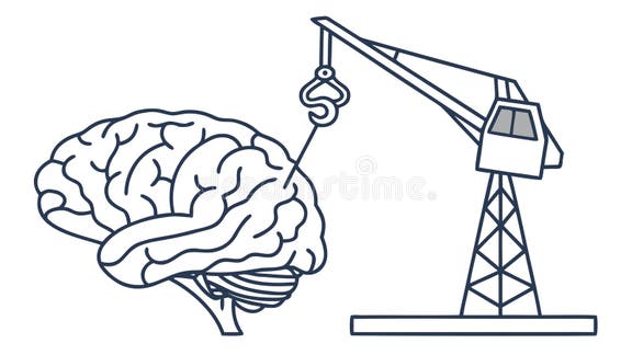 Brain Under Construction, Mental Development and Growth, Vector Design ...