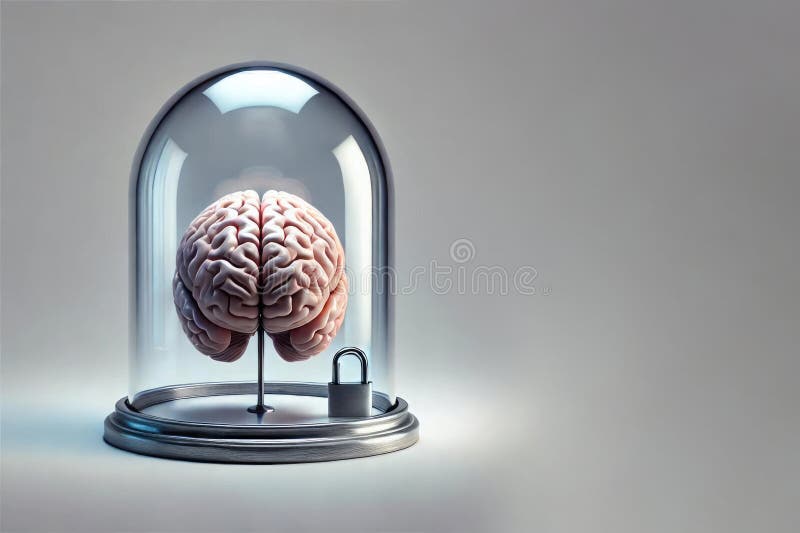 A Brain Under a Glass Dome with a Lock As a Symbol of Mind Protection ...