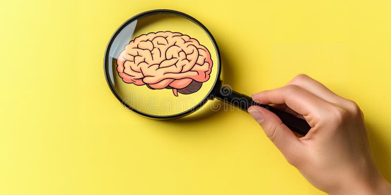 Brain Under a Magnifying Glass Stock Illustration - Illustration of ...