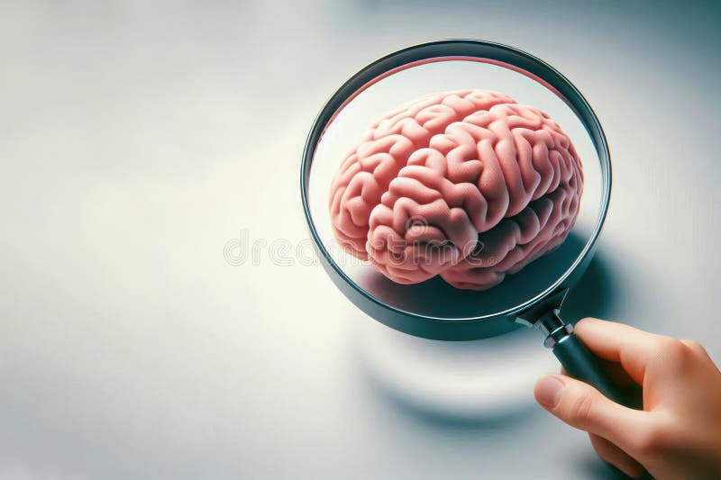 Brain Under a Magnifying Glass. Space for Text. Stock Illustration ...