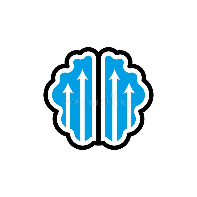 Brain with Up Arrows Flat Icon Improving Brain Efficiency Stock ...