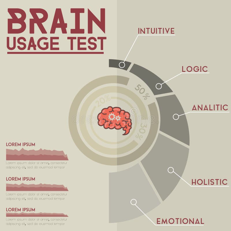 Brain Usage Test Infographic. Vector Illustration Decorative Design ...