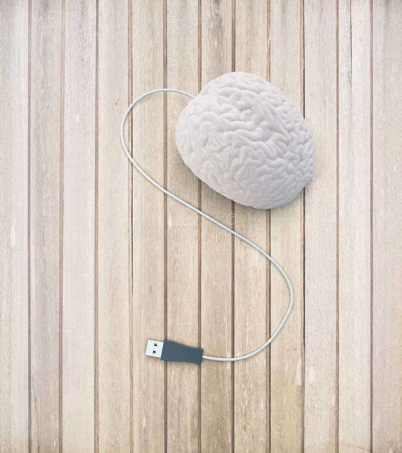 Brain Usb Plug, Brainstorming Concept Stock Illustration - Illustration ...