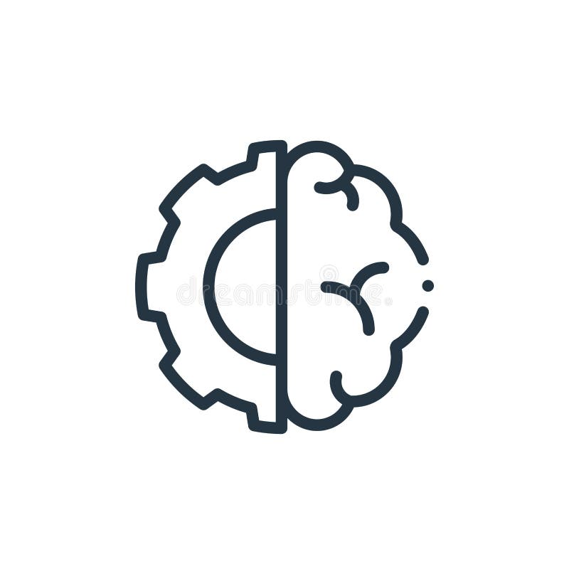 Brain Vector Icon Isolated on White Background. Outline, Thin Line ...