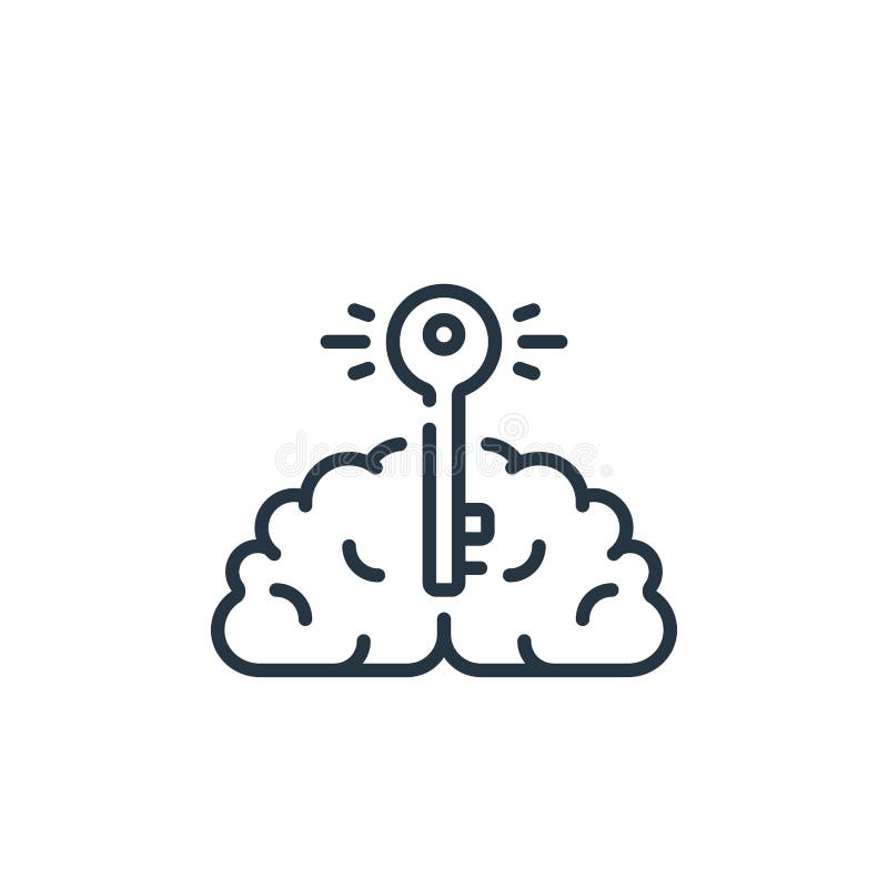 Brain Vector Icon Isolated on White Background. Outline, Thin Line ...