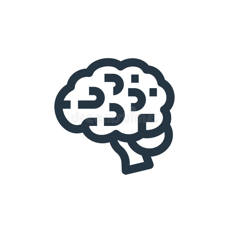 Brain Vector Icon Isolated on White Background. Outline, Thin Line ...