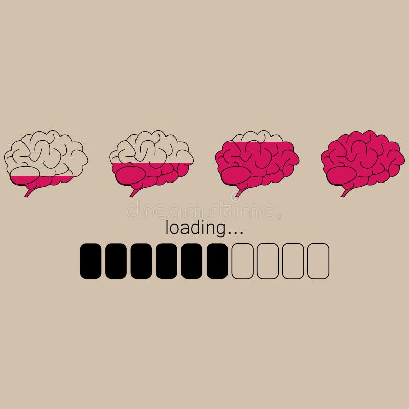 Brain Vector Illustration with Loading Bar Stock Vector - Illustration ...