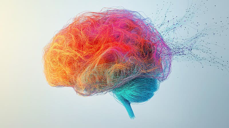Brain with Vibrant, Interconnected Neural Pathways Stock Illustration ...