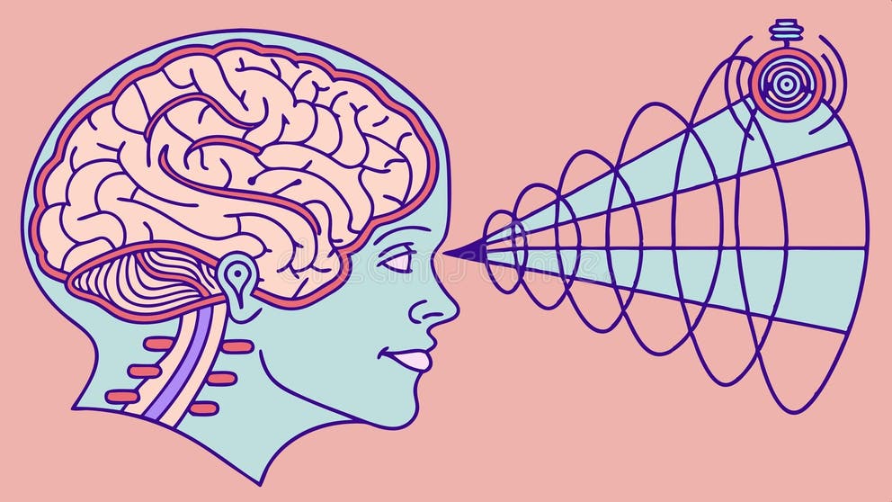 Brain with Vision Rays, Mind Power and Cognitive Function Vector Design ...