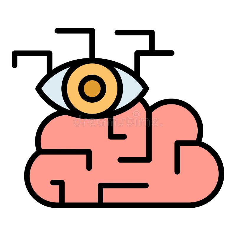 Brain Visual Perception Icon Vector Flat Stock Illustration ...