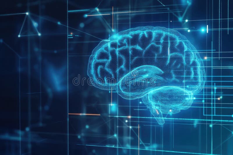 Brain Visualization in a Digital Landscape Showcasing Neural ...