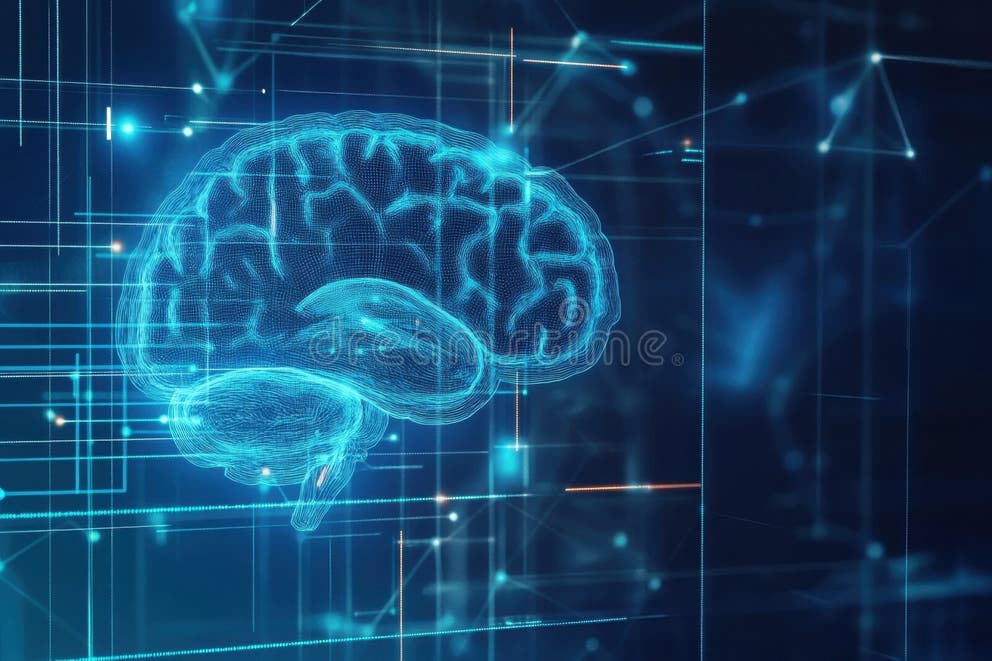 Brain Visualization in a Digital Landscape Showcasing Neural ...