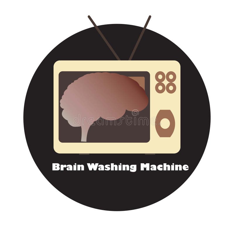 Old Tv Set with Brain and the Text Brainwashing Machine Stock Vector ...