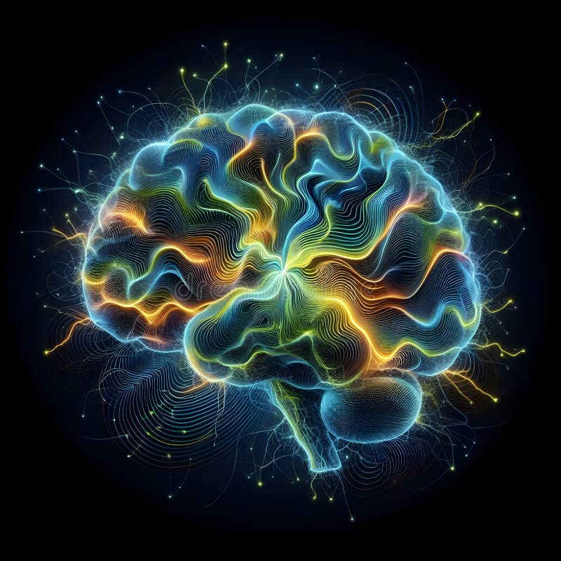 Brain Wave on Dark Background. Meditation, Relax, Neural Network ...