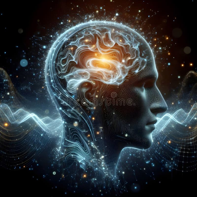 Brain Wave on Dark Background. Meditation, Relax, Neural Network ...