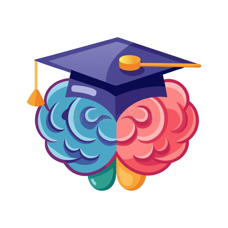Brain with Graduation Cap, Knowledge, Education, and Learning Vector ...