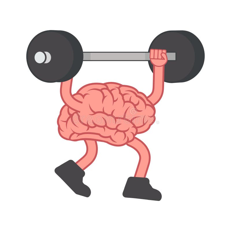 Brain with Weights Lifting Over Head Stock Vector - Illustration of ...