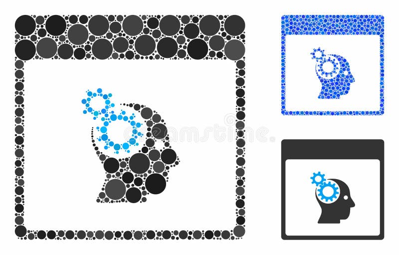 Brain Wheels Calendar Page Mosaic Icon of Round Dots Stock Illustration ...