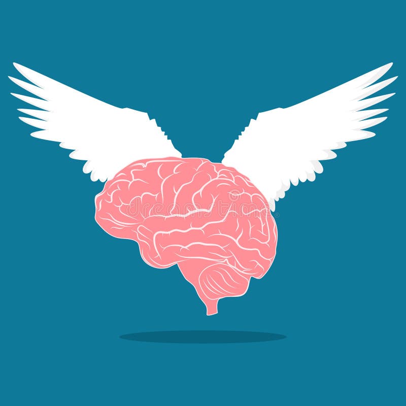 A Brain with Wings that Can Fly. Independent Thinking. Vector Eps Stock ...