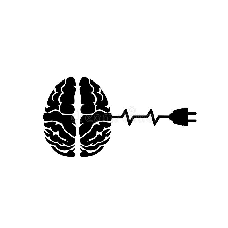Brain with a Wire and a Detached Plug Icon. Creative Brain Idea Concept ...