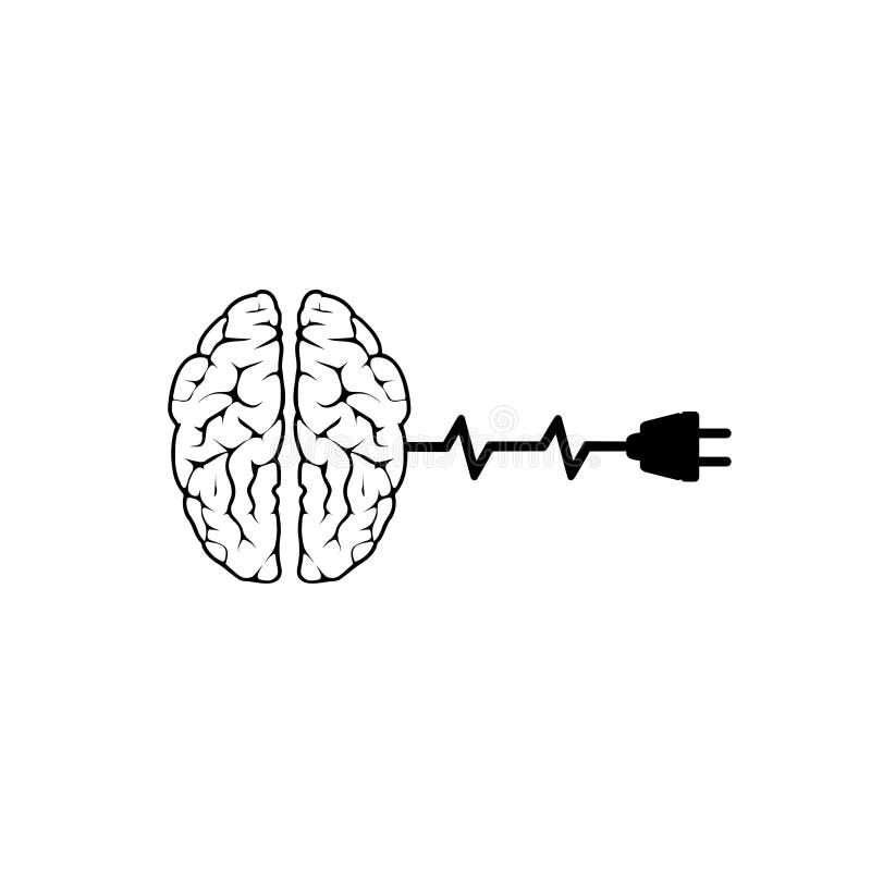 Brain with a Wire and a Detached Plug Icon. Creative Brain Idea Concept ...