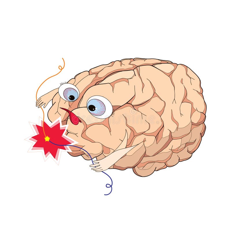 Brain with Wire Short Circuit in Cartoon Style Stock Vector ...
