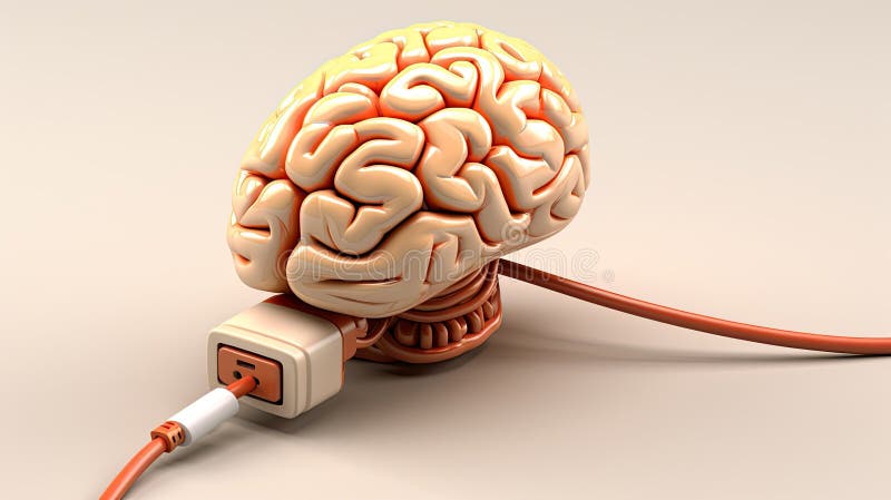 Brain Wired To Computer. Cyber Future and Artificial Intelligence ...