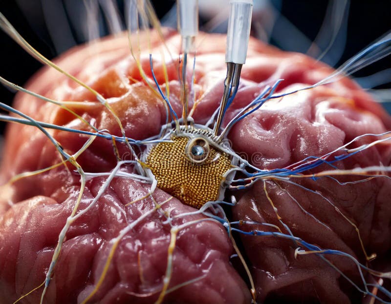 A Brain with Wires Attached To it Stock Image - Image of blue ...