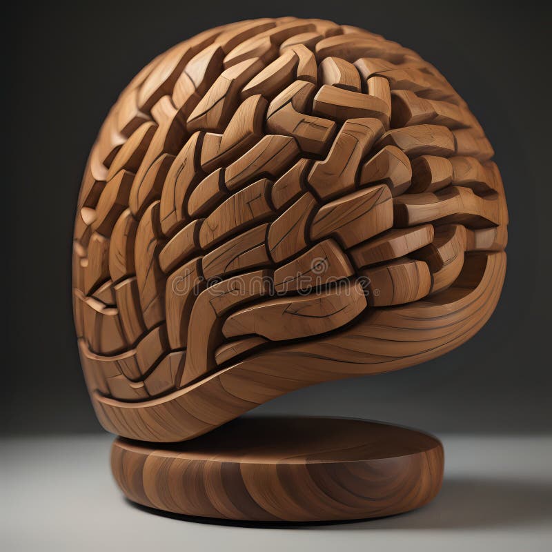 Brain Wood Carving 3D Image - Generated by Ai Stock Illustration ...