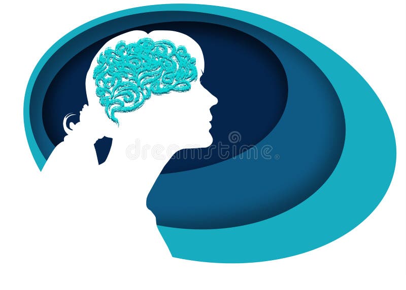 Female Silhouette in Profile, Symbol of Human Intelligence. Stock ...