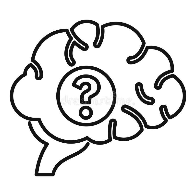Brain Work Memory Icon Outline Vector. Dementia Head Stock Vector ...