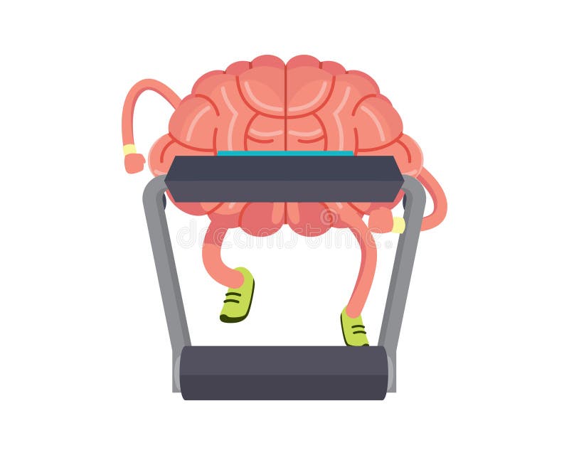 Brain Working Out on a Treadmill Illustration As Symbolization of Hard ...