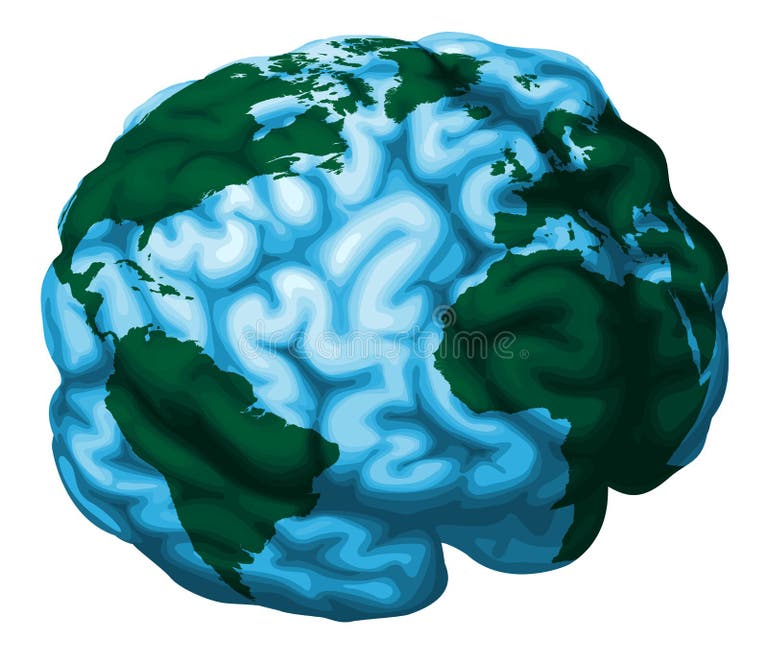 Brain World Globe Illustration Stock Vector - Illustration of knowledge ...