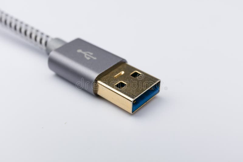 Grey USB Cable on a White Background Stock Image - Image of hard ...