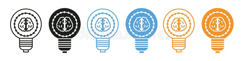 Brainpower and Creative Thinking Depicted in Vector Icons for ...