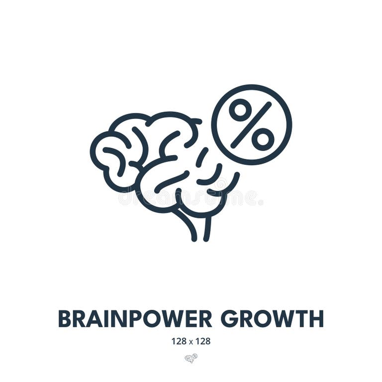 Brainpower Growth Icon. Intellect, Intelligence, Mind. Editable Stroke ...