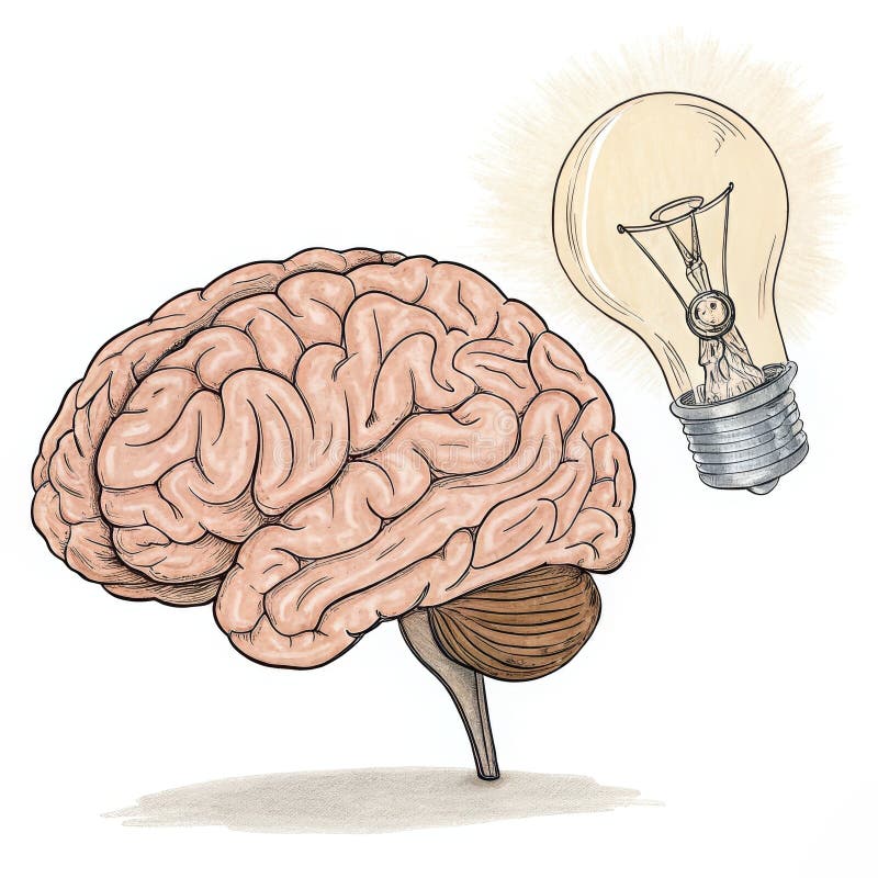 Brainpower Hand-drawn Brain and Lightbulb Illustration, Idea ...
