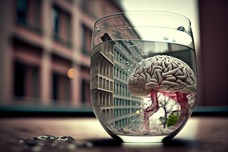 Brains in the Glass with Transparent Liquid on the Windowsill ...