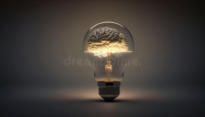 Brains in a light bulb. stock illustration. Illustration of innovation ...
