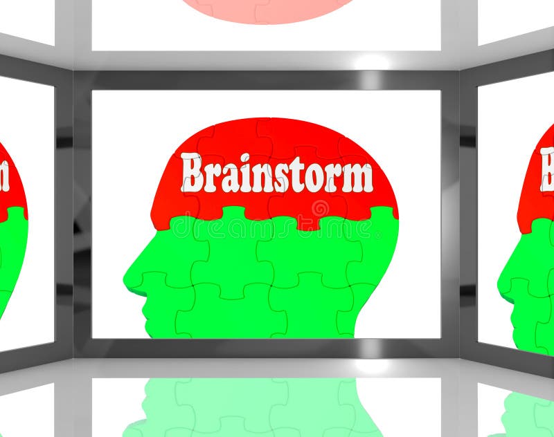 Brainstorm Puzzle Showing Creative Ideas Stock Illustration ...