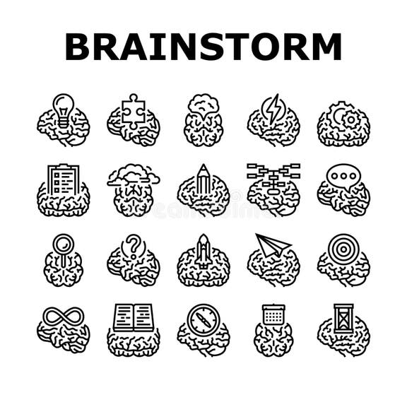 Brainstorm Business Team Think Icons Set Vector Stock Vector ...