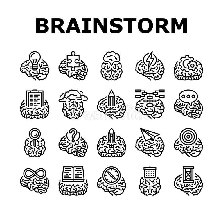 Brainstorm Business Team Think Icons Set Vector Stock Vector ...