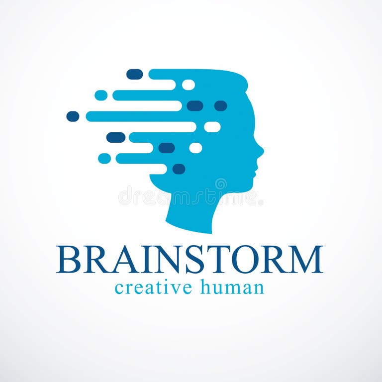 Brainstorm Concept, Vector Design of Human Head Profile with Tho Stock ...