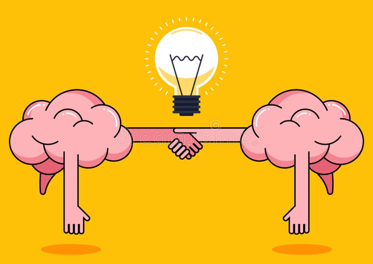 Brainstorm and Creative Thinking Idea Concept Flat Design Style Decorative with Human Head and ...