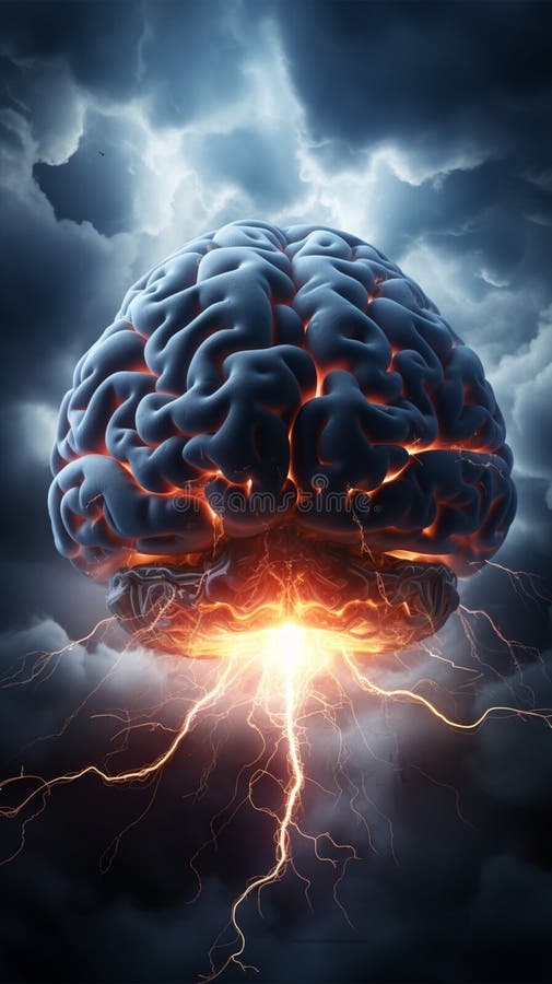 Brainstorm Depicted with Brain in Stormy Clouds and Lightning Stock ... Brainstorm Depicted with Brain in Stormy Clouds and Lightning Stock ...
