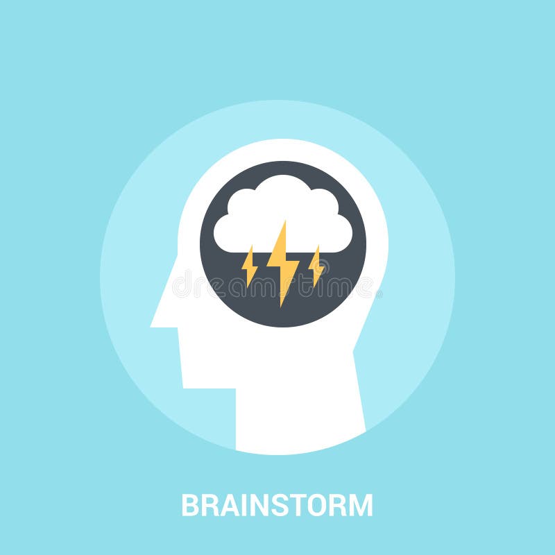 Brainstorm Flat Icon Design Concept Stock Vector - Illustration of personality, thinking: 364381293