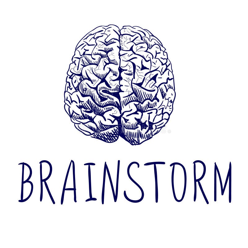 BRAINSTORM Letters and Outline Drawing of Human Brain on Paint Spot ...