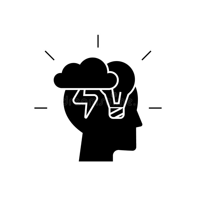 Brainstorm Head Black Vector Concept Icon. Brainstorm Head Flat ...
