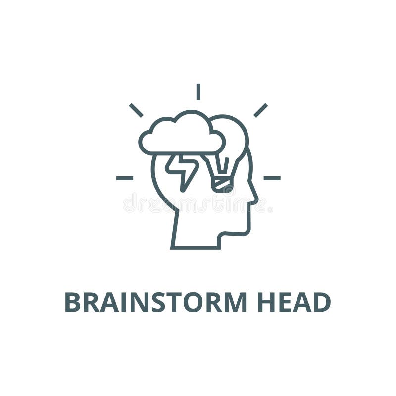 Brainstorm Head Line Icon, Vector. Brainstorm Head Outline Sign ...